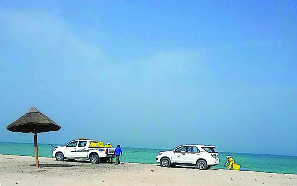 Trash bins provided at Al Ghariya beach | The Peninsula Qatar