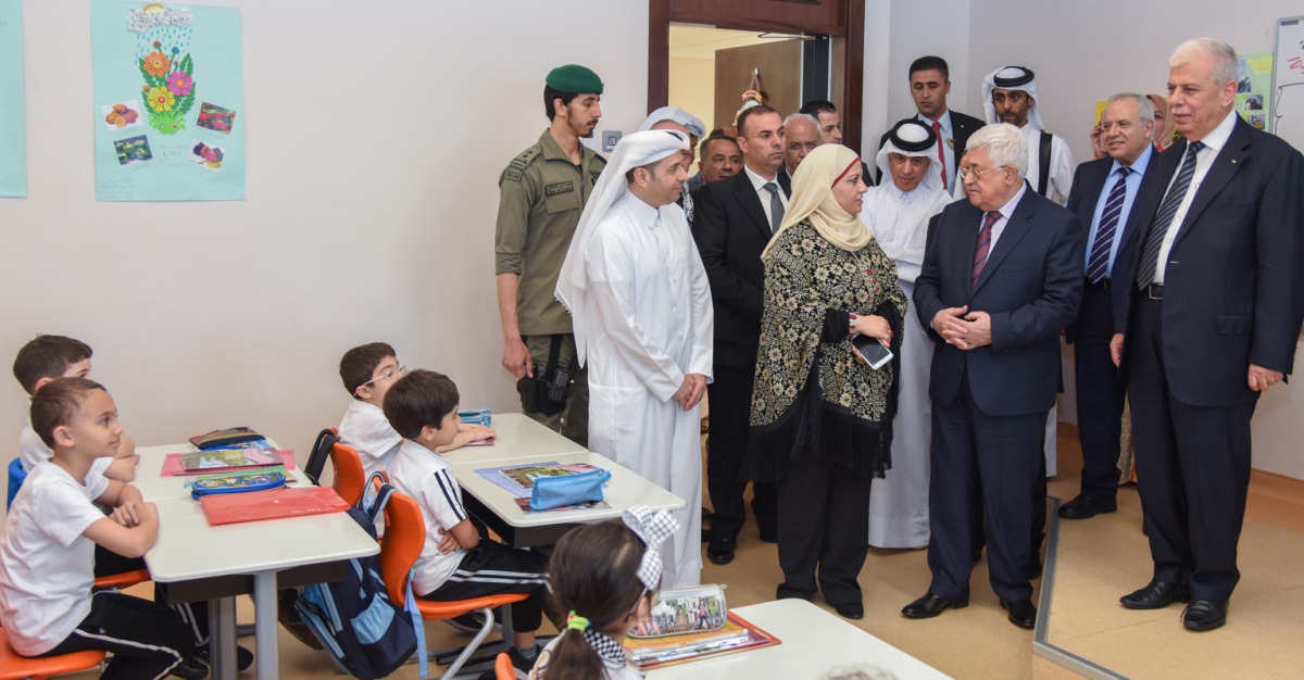 Abbas officially inaugurates Palestinian school in Doha | The Peninsula ...