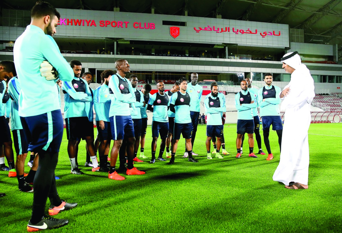QFA President attends national team training | The Peninsula Qatar