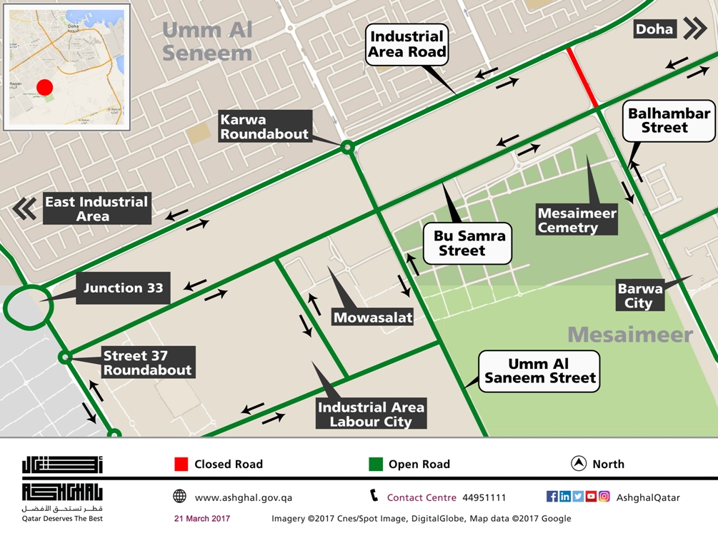 Ashghal opens new road connecting the industrial area road with Bu ...