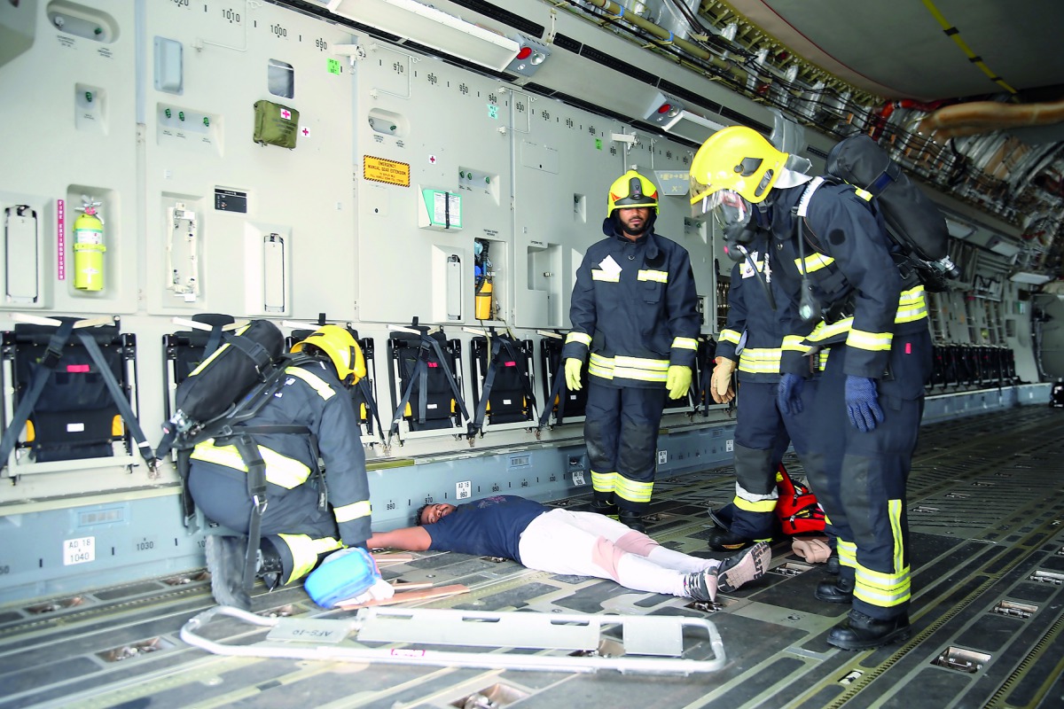 Emiri Air Force conducts 'Stricken Plane' drill | The Peninsula Qatar
