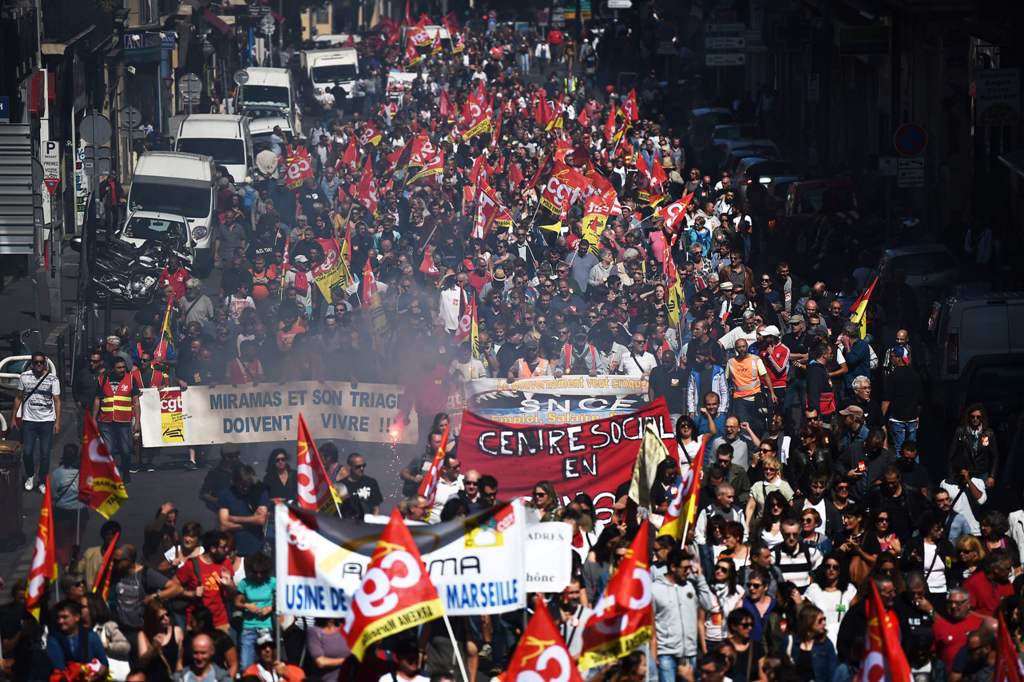 Labour protests hit France in key challenge for Macron | The Peninsula ...