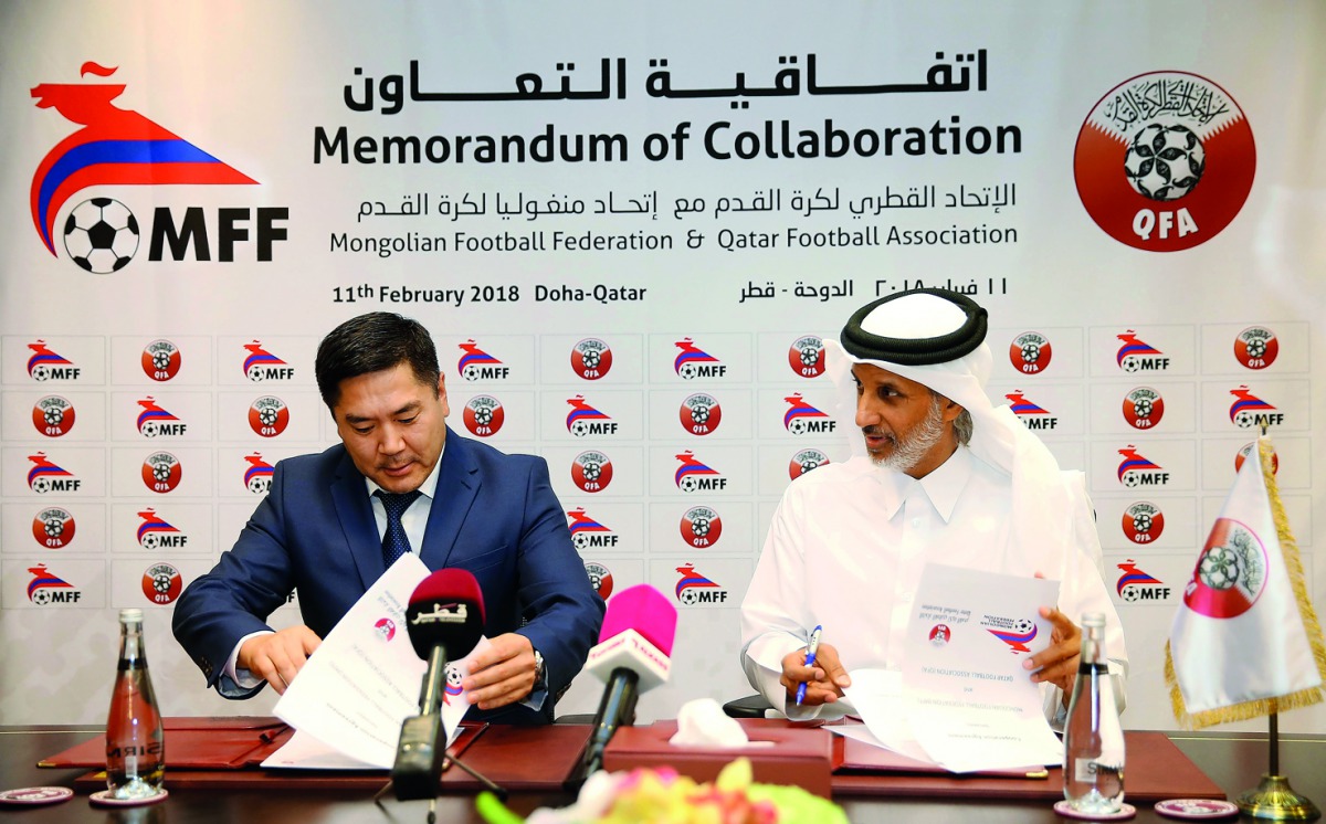 QFA and Mongolian Football Federation sign agreement | The Peninsula Qatar