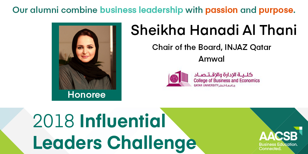 QU alumna Sheikha Hanadi honoured at AACSB 2018 Deans Conference in US ...