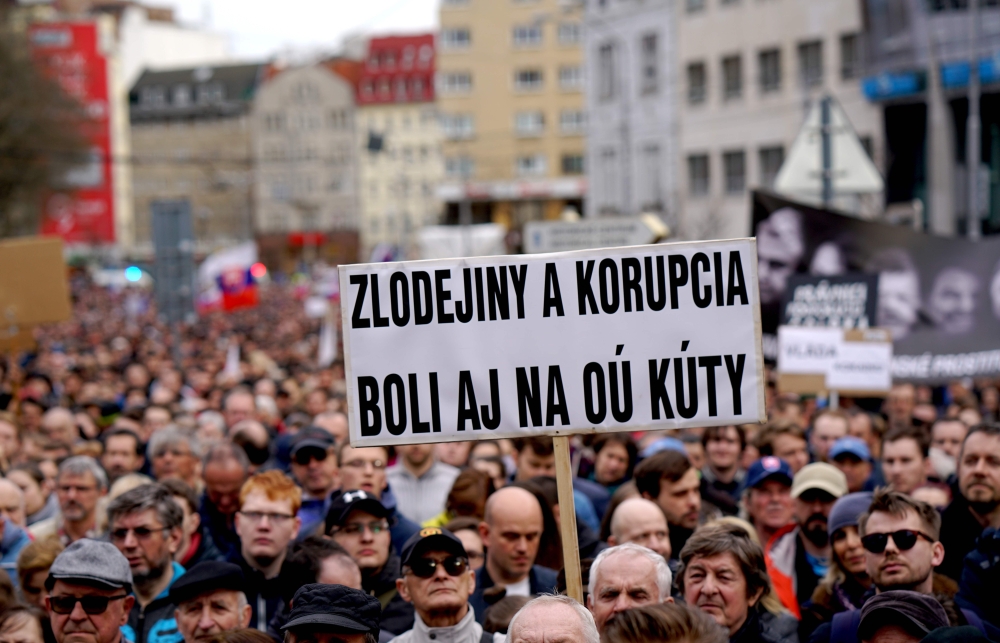 Protesters in Slovakia demand new police chief after journalist murder ...