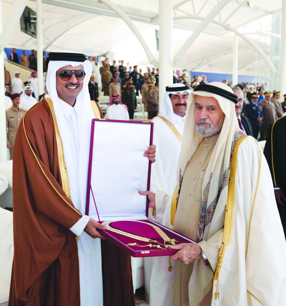 Amir awards Hamad Bin Khalifa Sash to Ghanim Al Hodaifi | The Peninsula ...