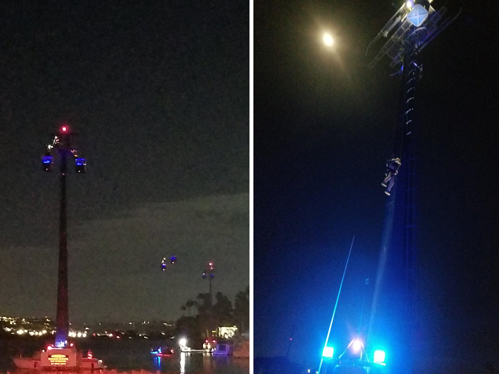 Sixteen rescued from SeaWorld ride hanging over a California bay | The ...