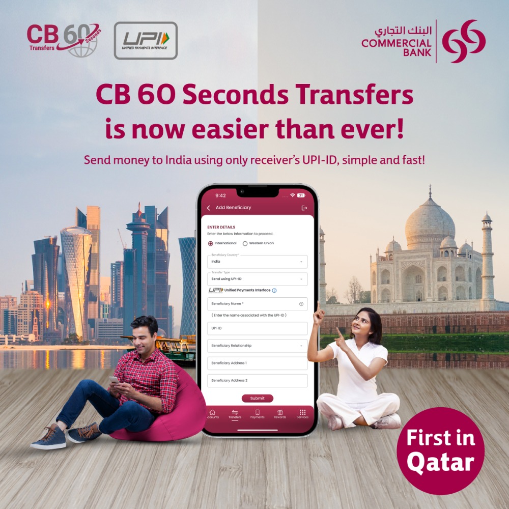 Commercial Bank launches Qatar's first UPI remittance service for ...