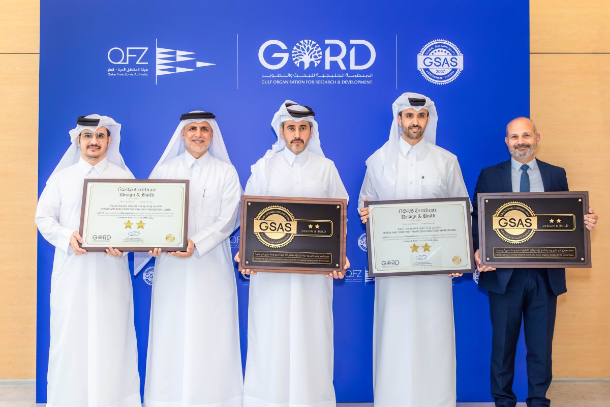 GORD awards QFZ projects with GSAS certification | The Peninsula Qatar