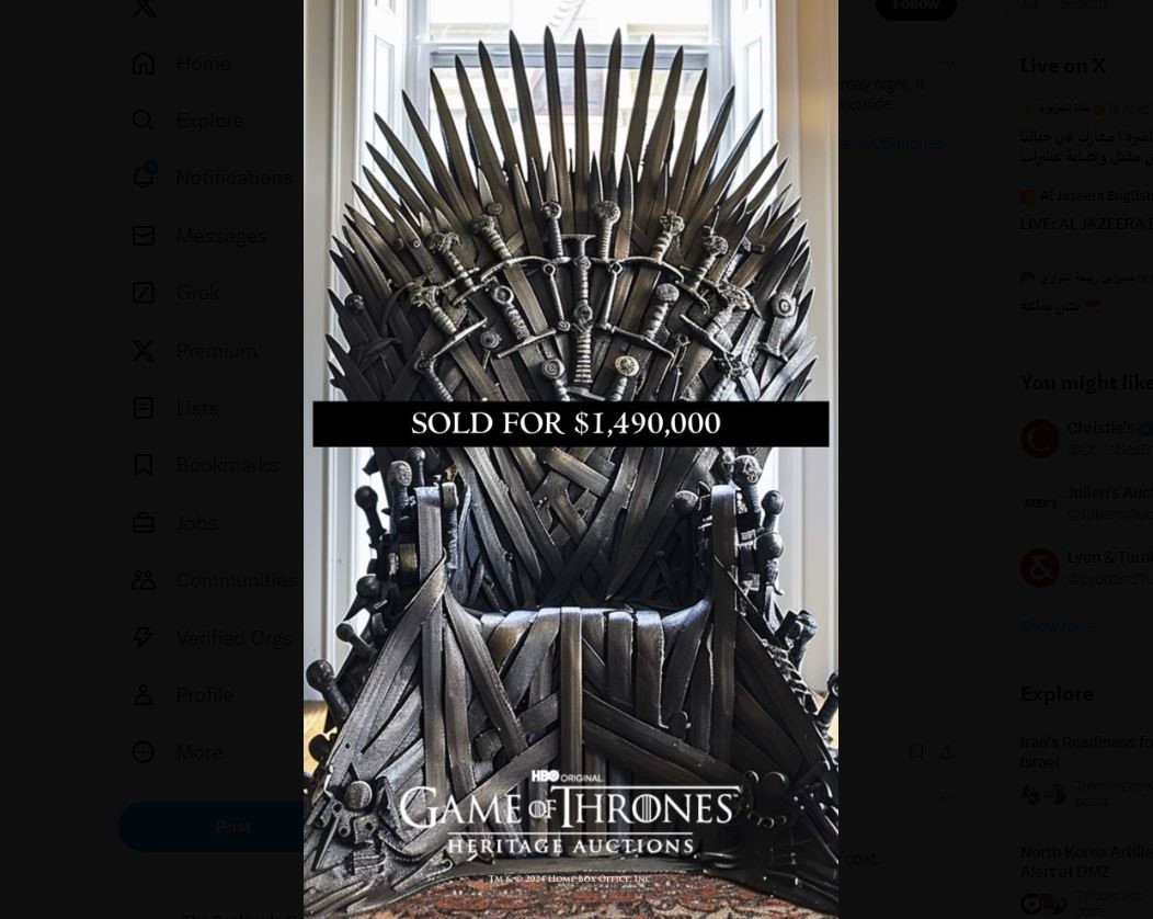 ‘Game of Thrones’ dragon-forged Iron Throne fetches nearly $1.5 million ...